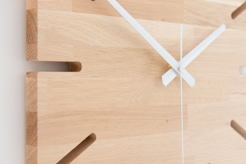Square Wooden Clock Oak 28/38/48/58cm Modern Clock, Minimalist Clock ...