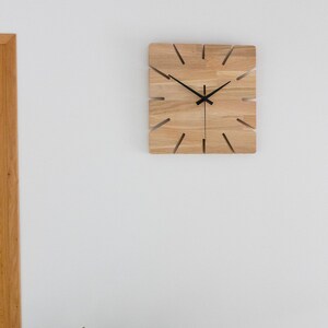 Square Wooden Clock Oak 28/38/48/58cm Modern Clock, Minimalist Clock ...