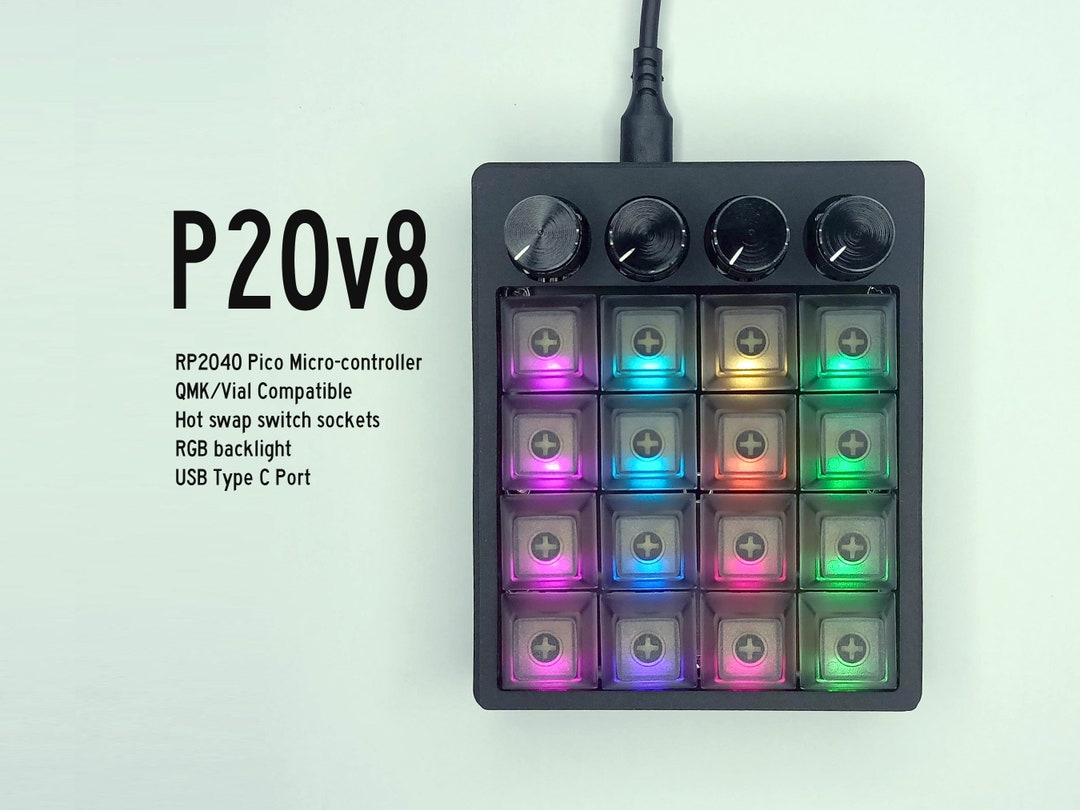 Pabile 20-key P20 5x4 Grid Ready to Use RP2040 Macro Pad Qmk/vial RGB ...