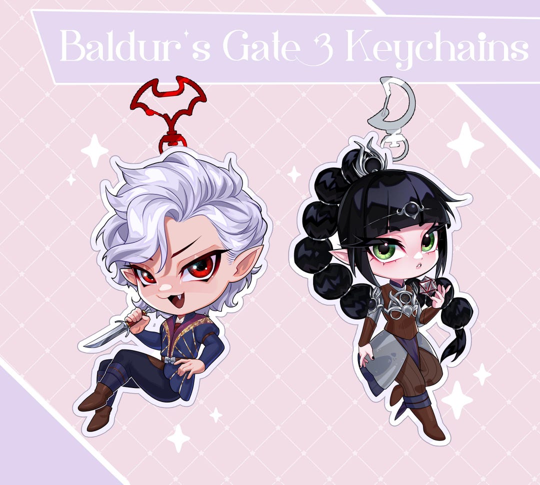 Baldur's Gate 3 Epoxy Keychain: Shadowheart & Astarion Chibi Keychain ...