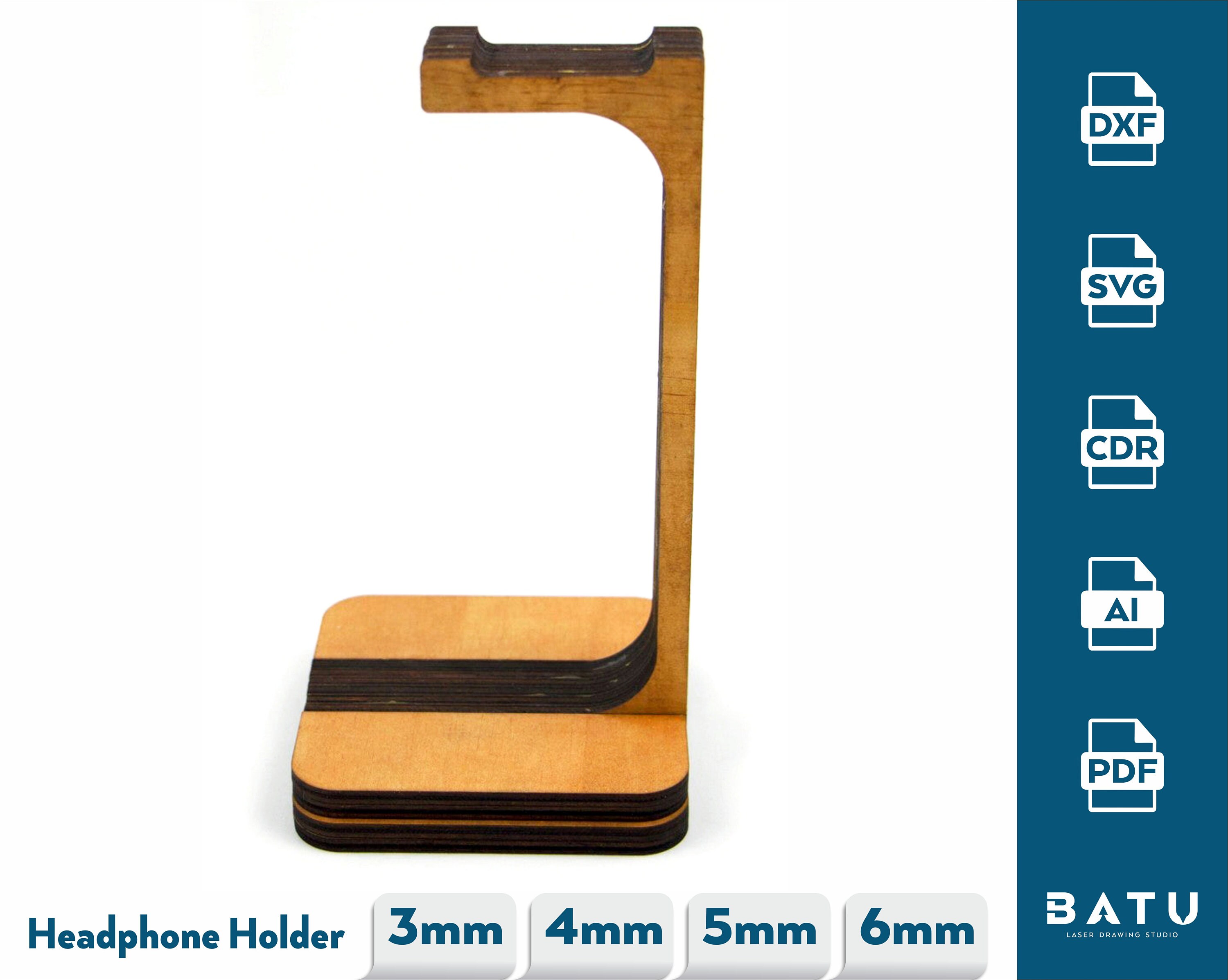 Laser Cut Headphone Stand, Headset Holder, Cnc Cut File, Glowforge ...