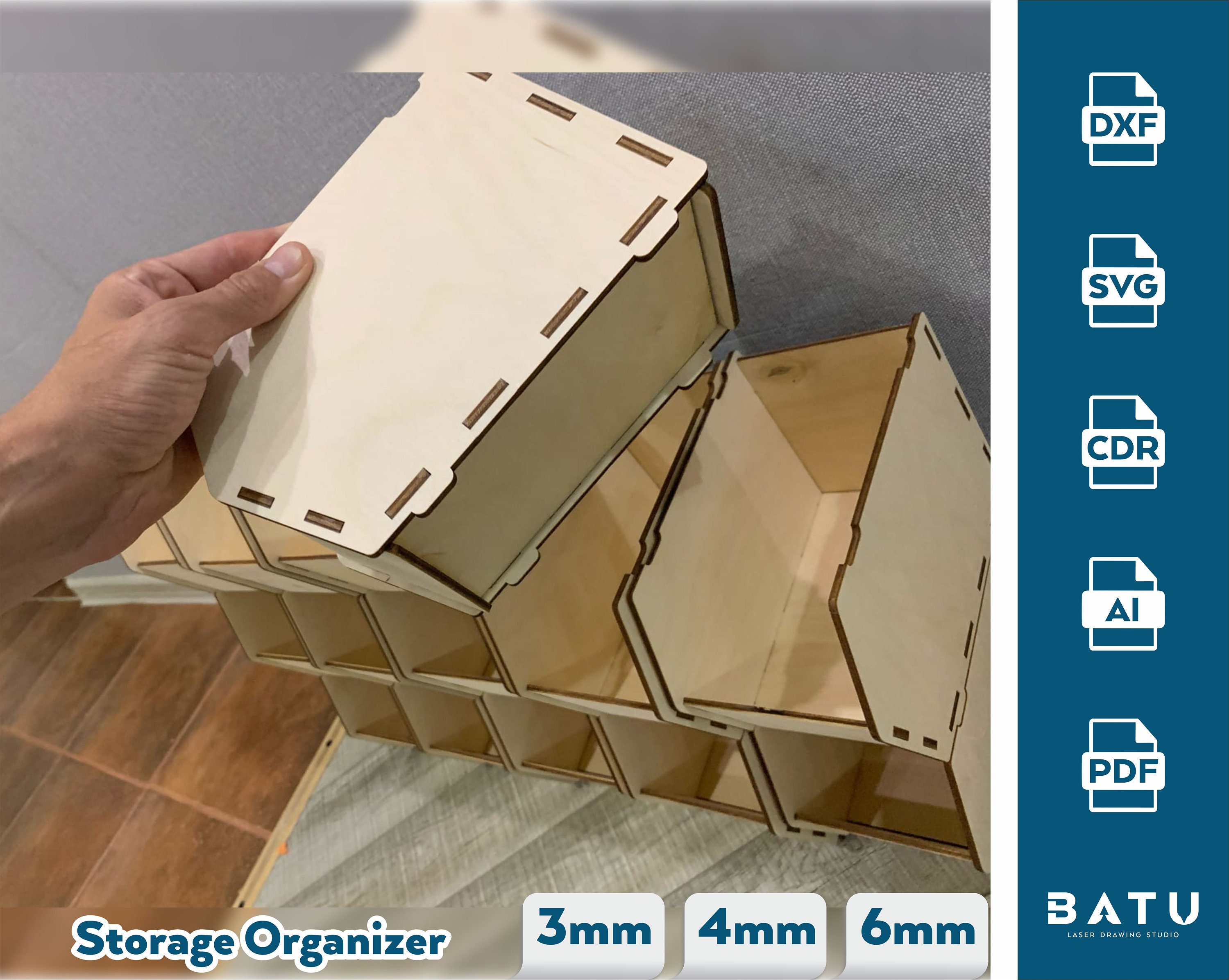 Laser Cut Stackable Storage Box Files, Vector Files (digital Download ...