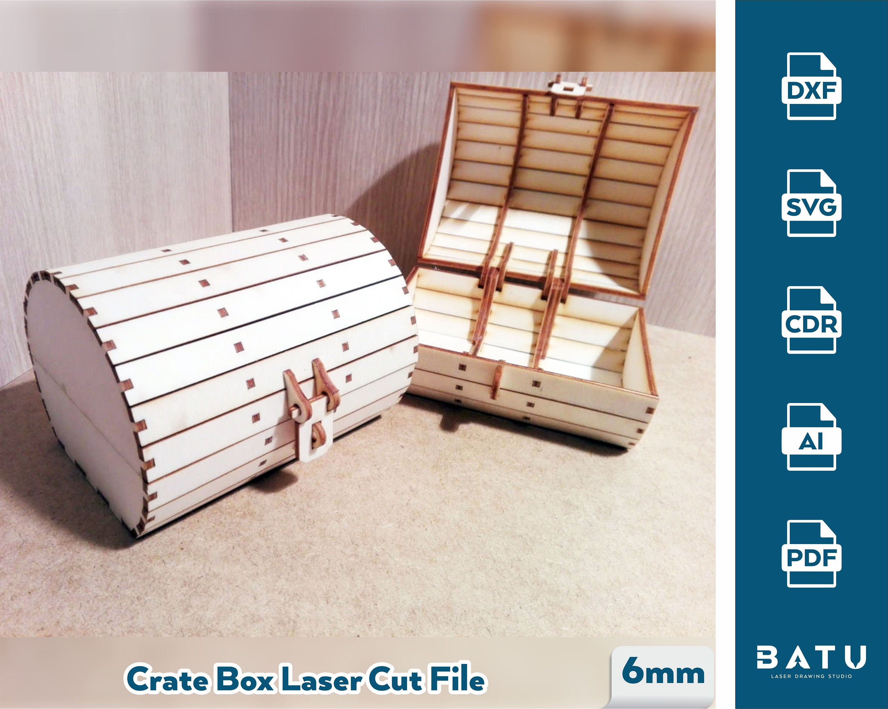 Laser Cut Create Box Files, Laser Cut Wooden Box, Vector Files for Wood ...