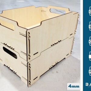 Laser Cut Stackable Storage Box Files, Laser Cut Wooden Box, Vector ...