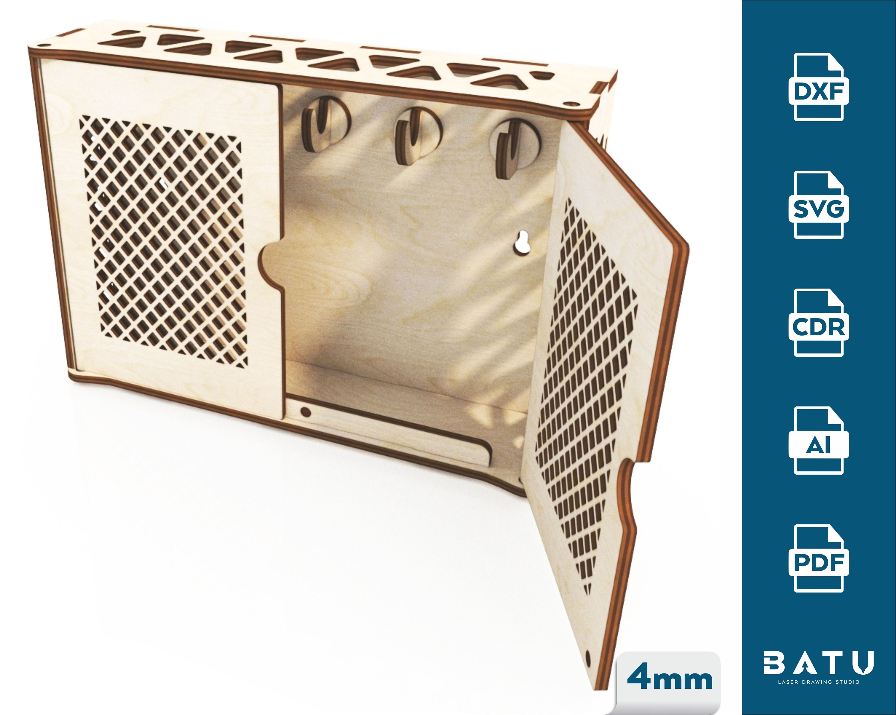 Laser Cut Wall Key Holder With Shelf Svg Glowforge Home Wall Key Sign ...