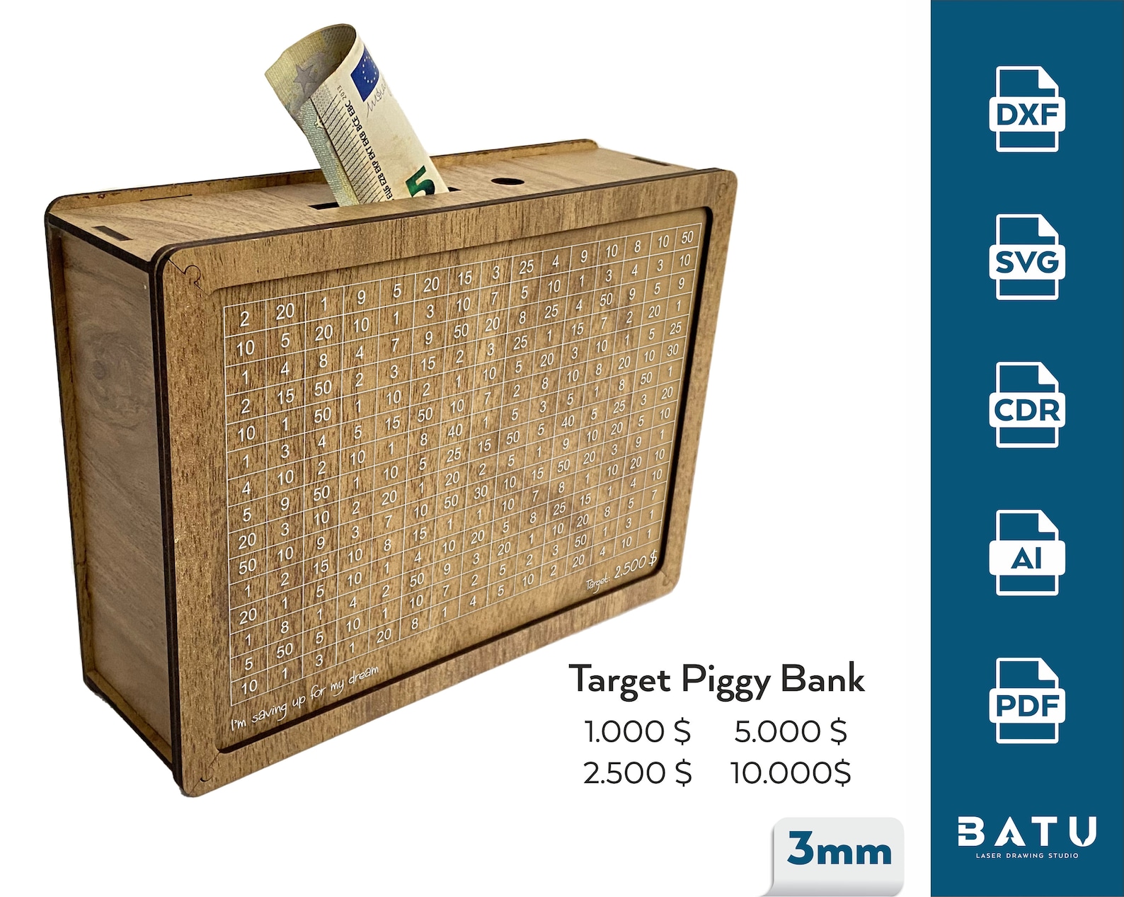 Target Piggy Banks Money Box SVG Laser Cut File Laser Plans Glowforge ...