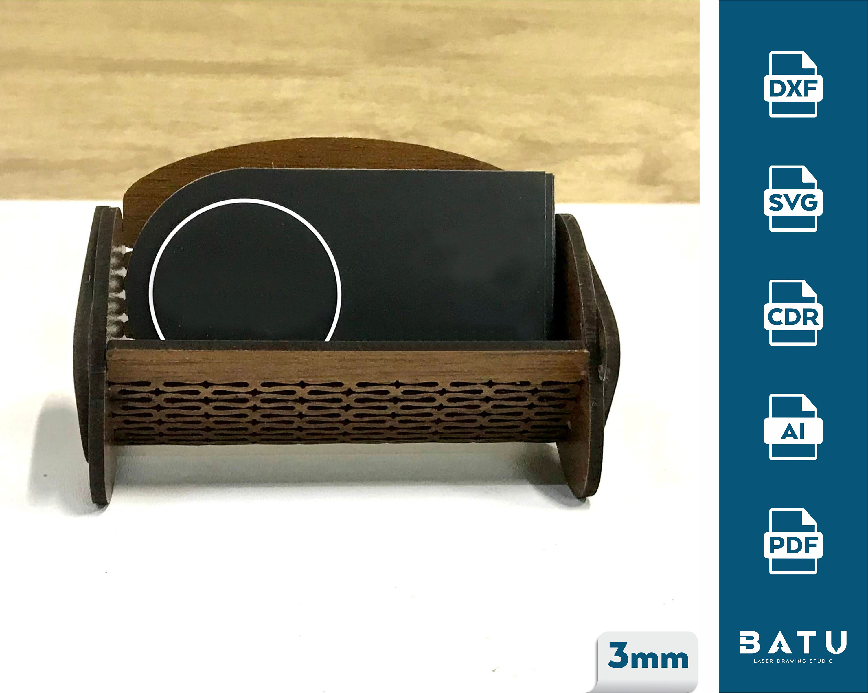 Business Card Holder 3mm, Desk Card Holder SVG, Card Stand, Laser Cut ...