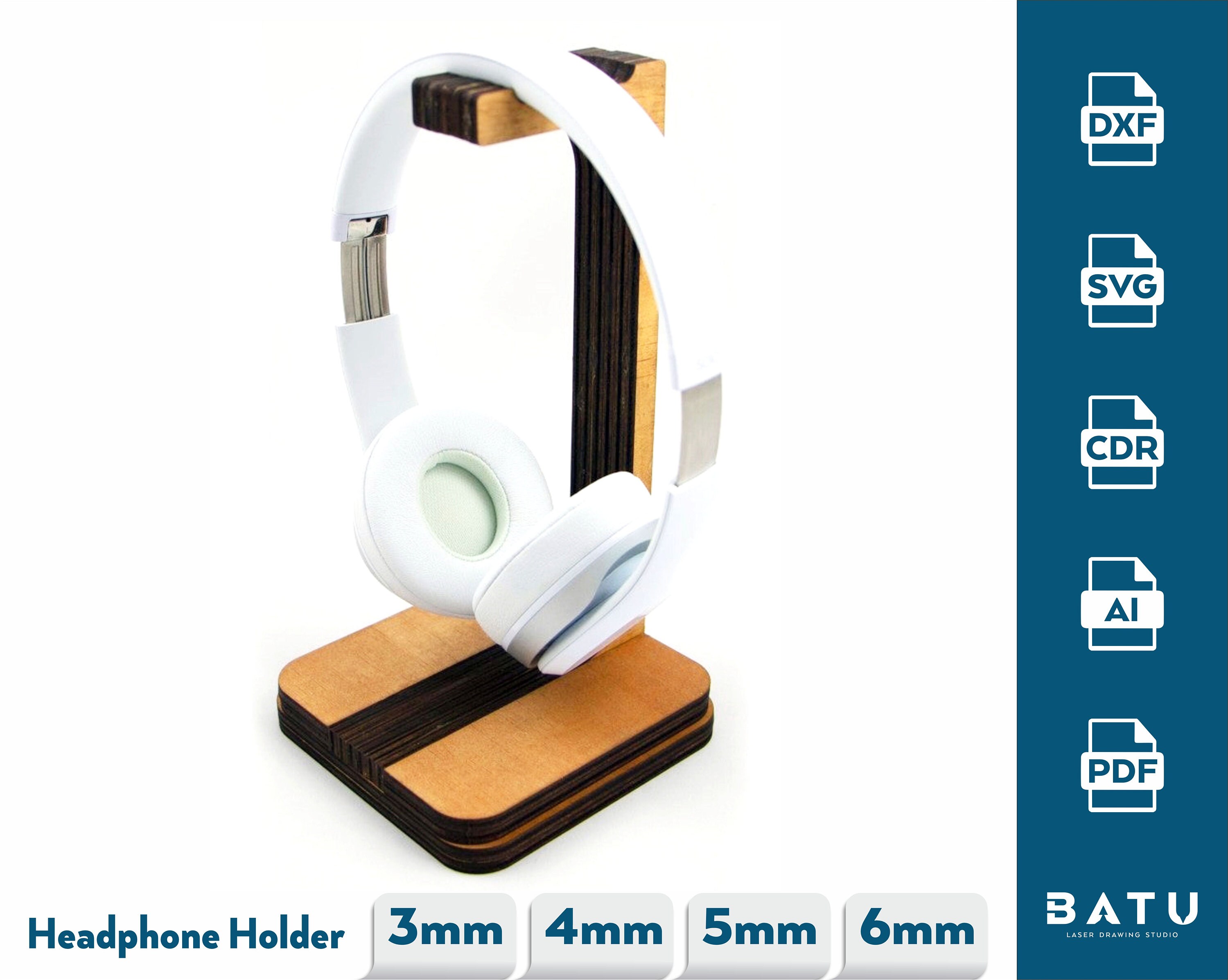 Laser Cut Headphone Stand, Headset Holder, Cnc Cut File, Glowforge ...