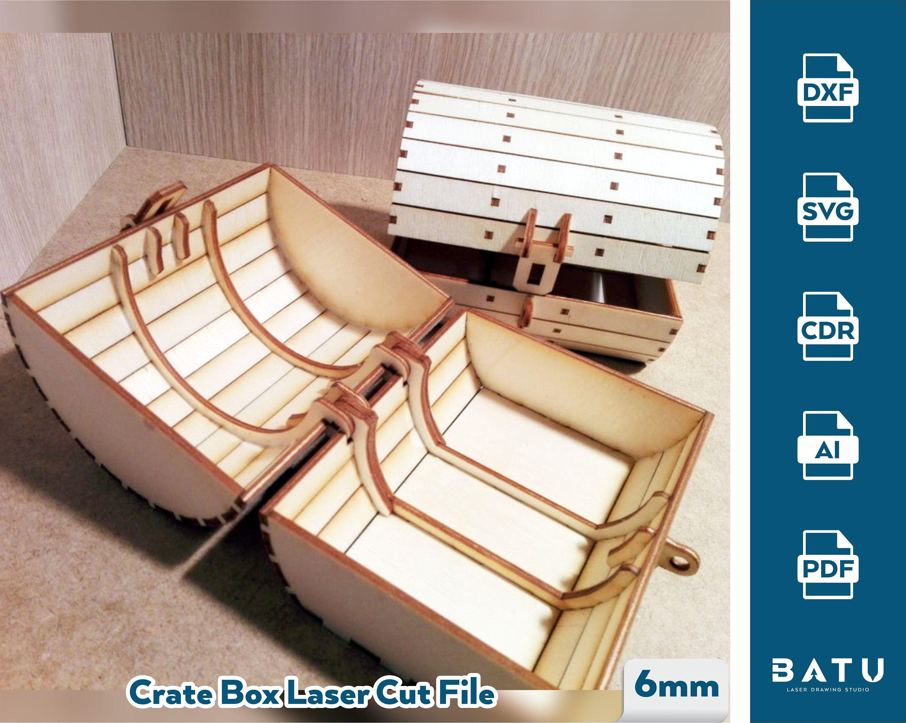 Laser Cut Create Box Files, Laser Cut Wooden Box, Vector Files for Wood ...