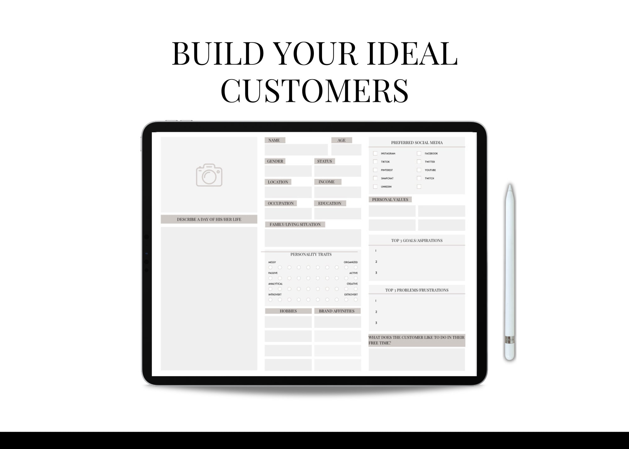 Ideal Customer, Client Avatar, Profile Worksheet, Small Business ...