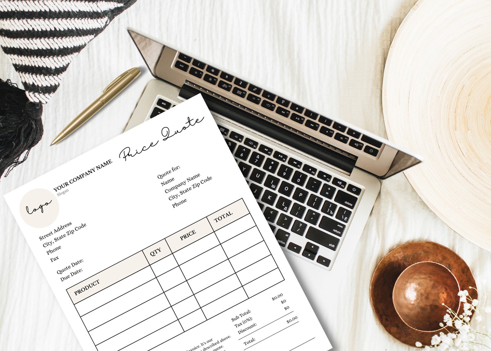 Editable Receipt Template, Estimate and Invoice Template, Paid in Full ...