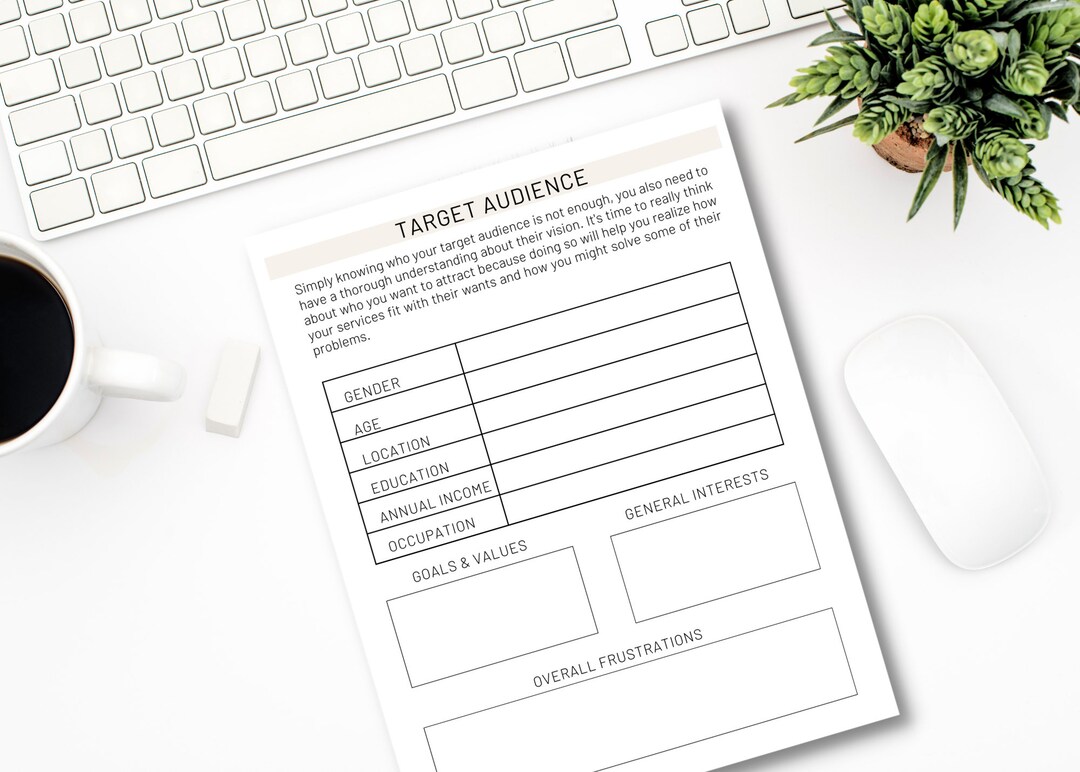 Printable Target Audience Worksheet Customer Persona Market - Etsy UK