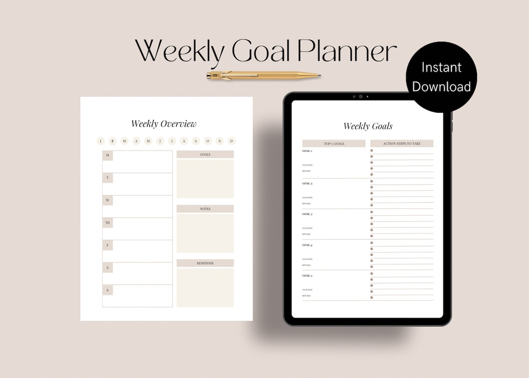 My Goal Planner Week at A Glance Productivity Planner Goal - Etsy