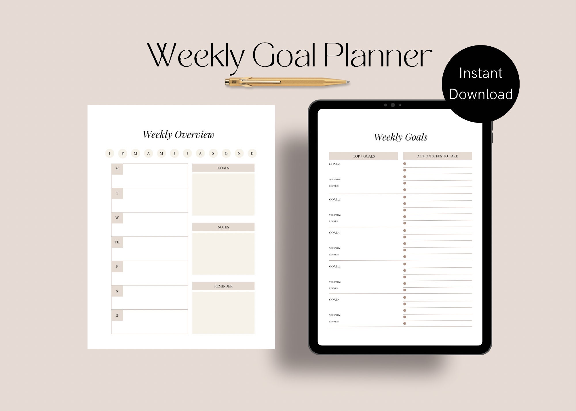 My Goal Planner Week at A Glance Productivity Planner Goal - Etsy