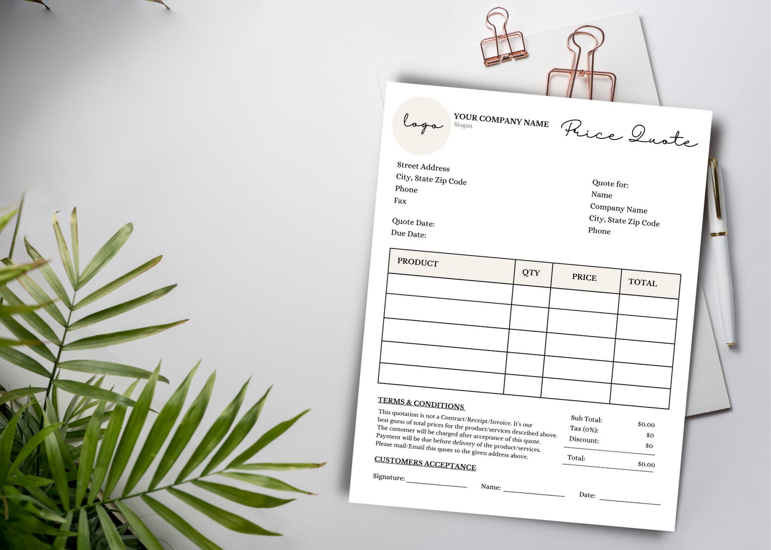 Editable Receipt Template, Estimate and Invoice Template, Paid in Full ...