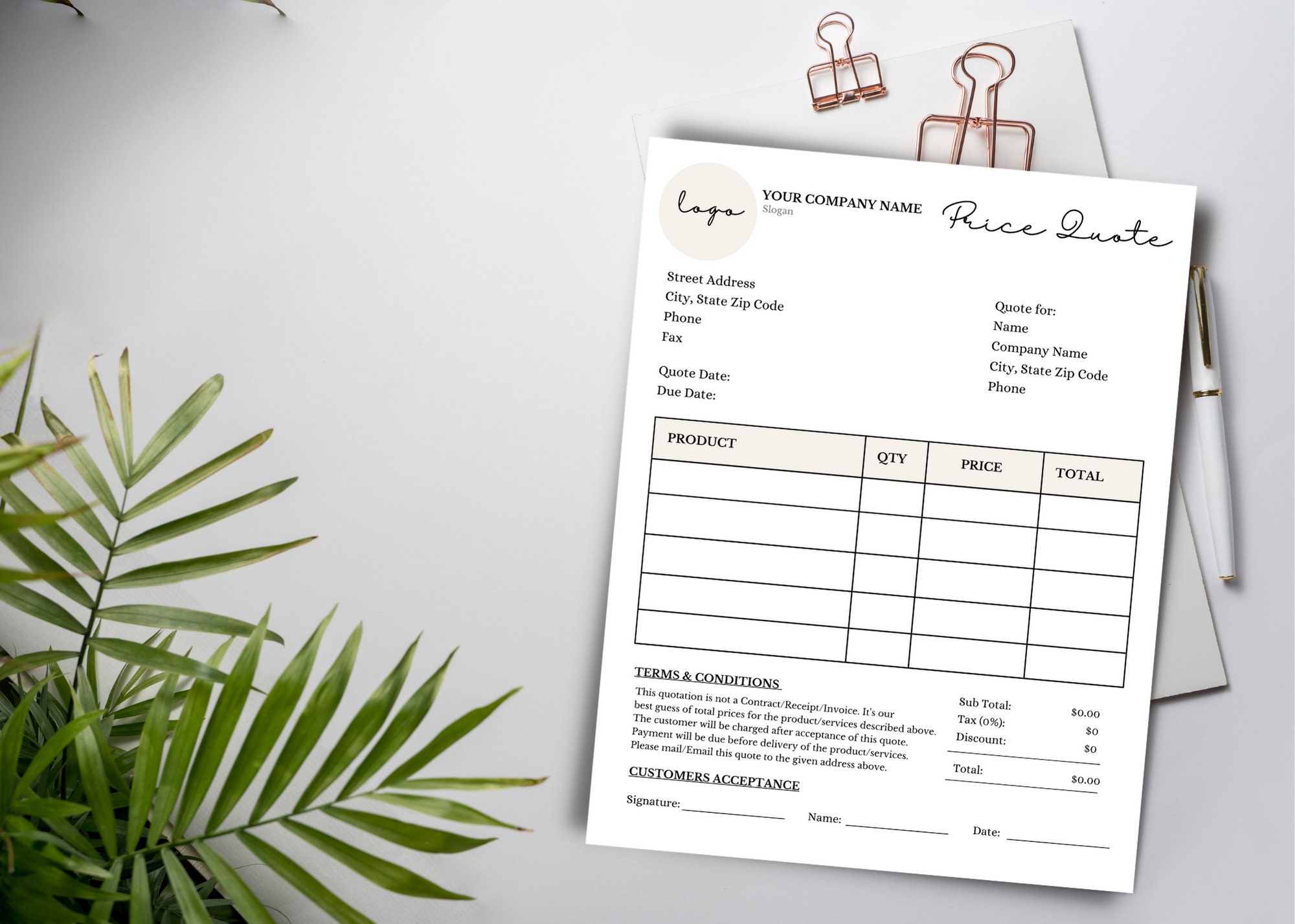 Editable Receipt Template, Estimate and Invoice Template, Paid in Full ...
