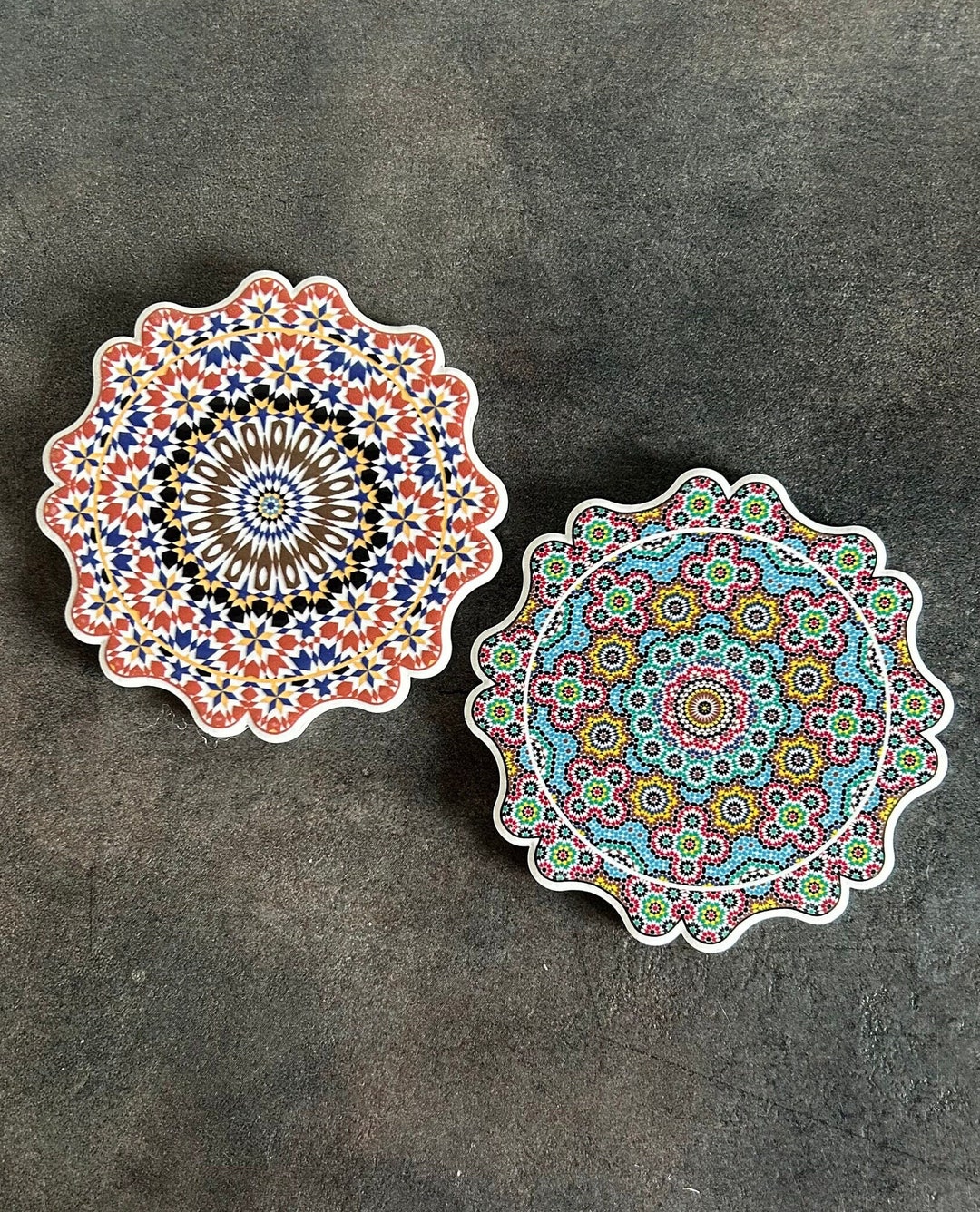 Traditional Moroccan Ceramic Coaster, Geometric Moroccan Zalij Style ...