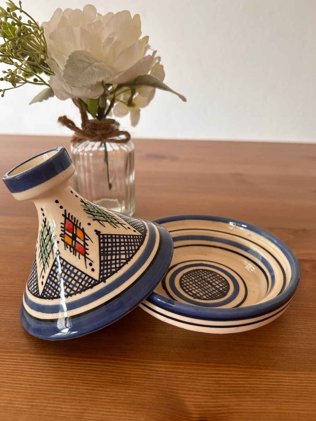 Small Moroccan Craft Tagine in Blue Color in Ceramic, Handmade and ...