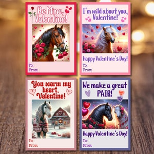 Printable Valentine Themed Horse CARDS | Easy Class Valentine Set ...