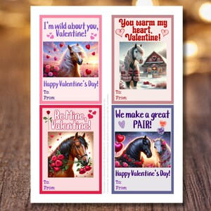 Printable Valentine Themed Horse CARDS Easy Class Valentine Set ...