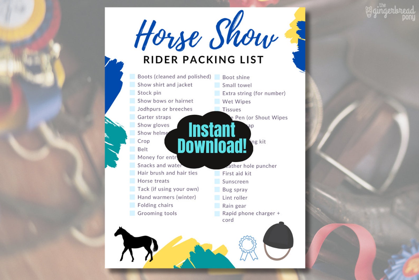 HORSE SHOW Packing Checklist Printable | Equestrian Competition ...