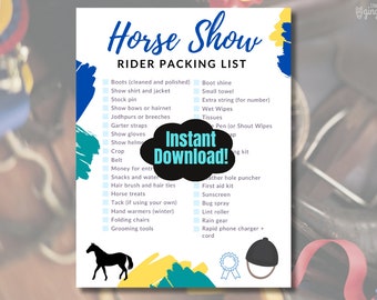 Printable HORSE TRAILER Packing List Checklist | Equestrian Essentials ...