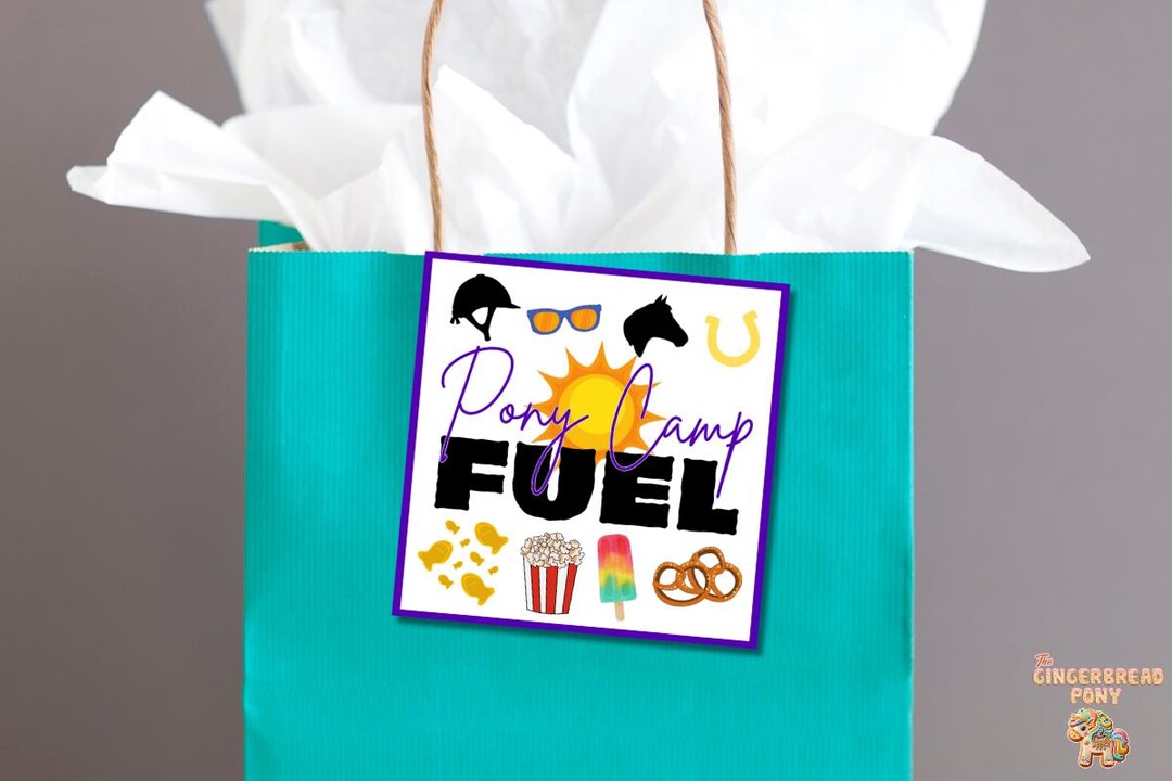 Pony Camp Fuel Gift Tags | Printable Horse Camp Snack Tags | 3x3" Horse ...