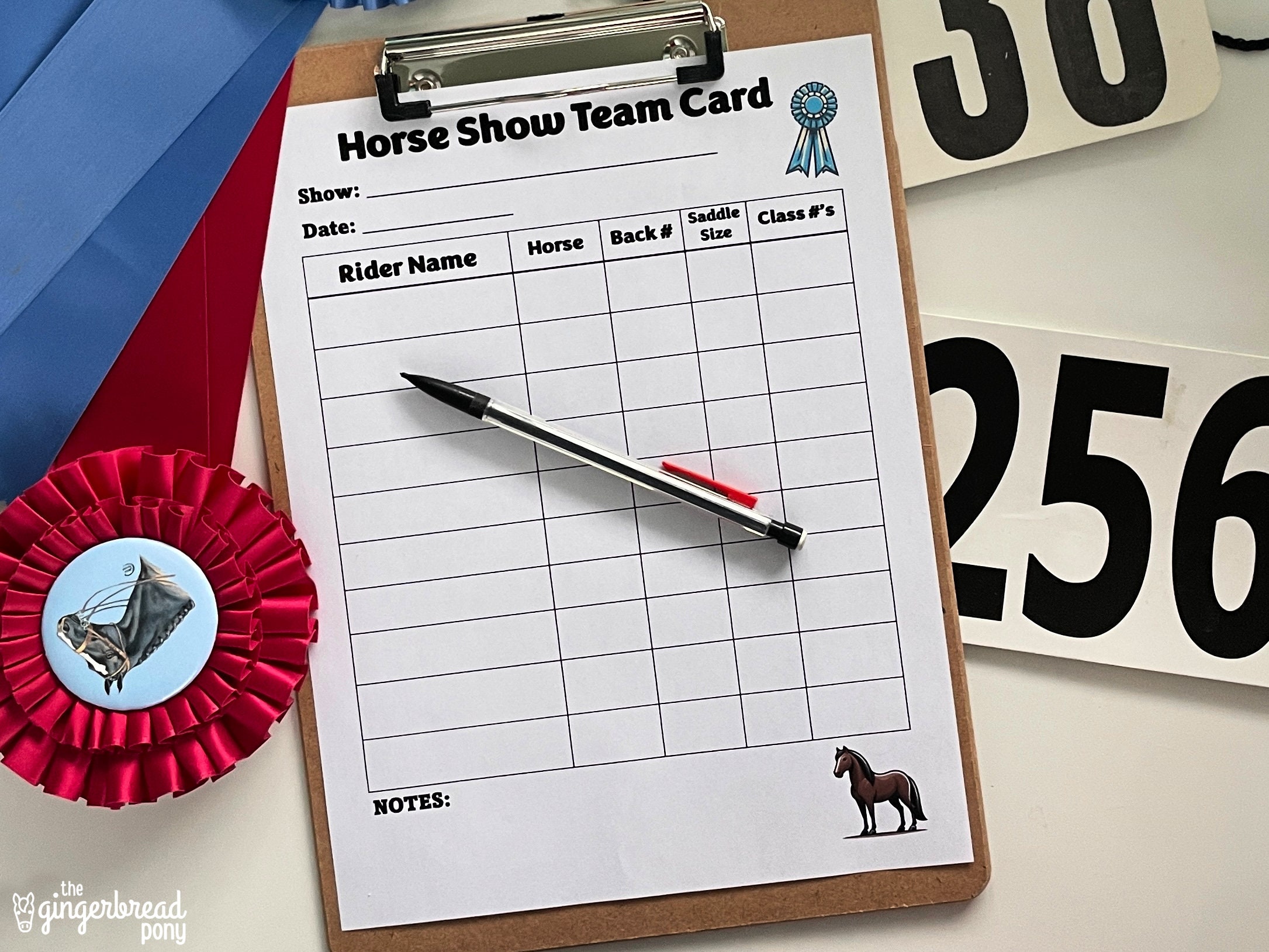 Printable HORSE SHOW Team Card Form Checklist | Equestrian Essentials ...