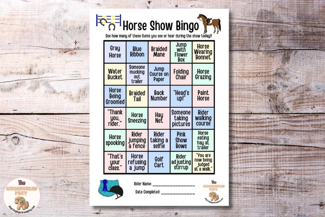 Horse Show Bingo Printable Game – Equestrian Activity for Kids and ...