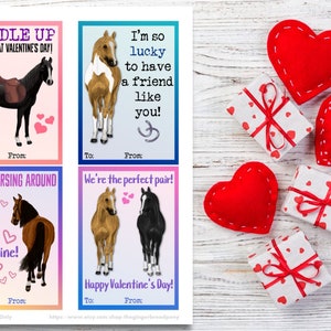 HORSE VALENTINES CARDS | Easy Class Valentine Set | Equestrian ...