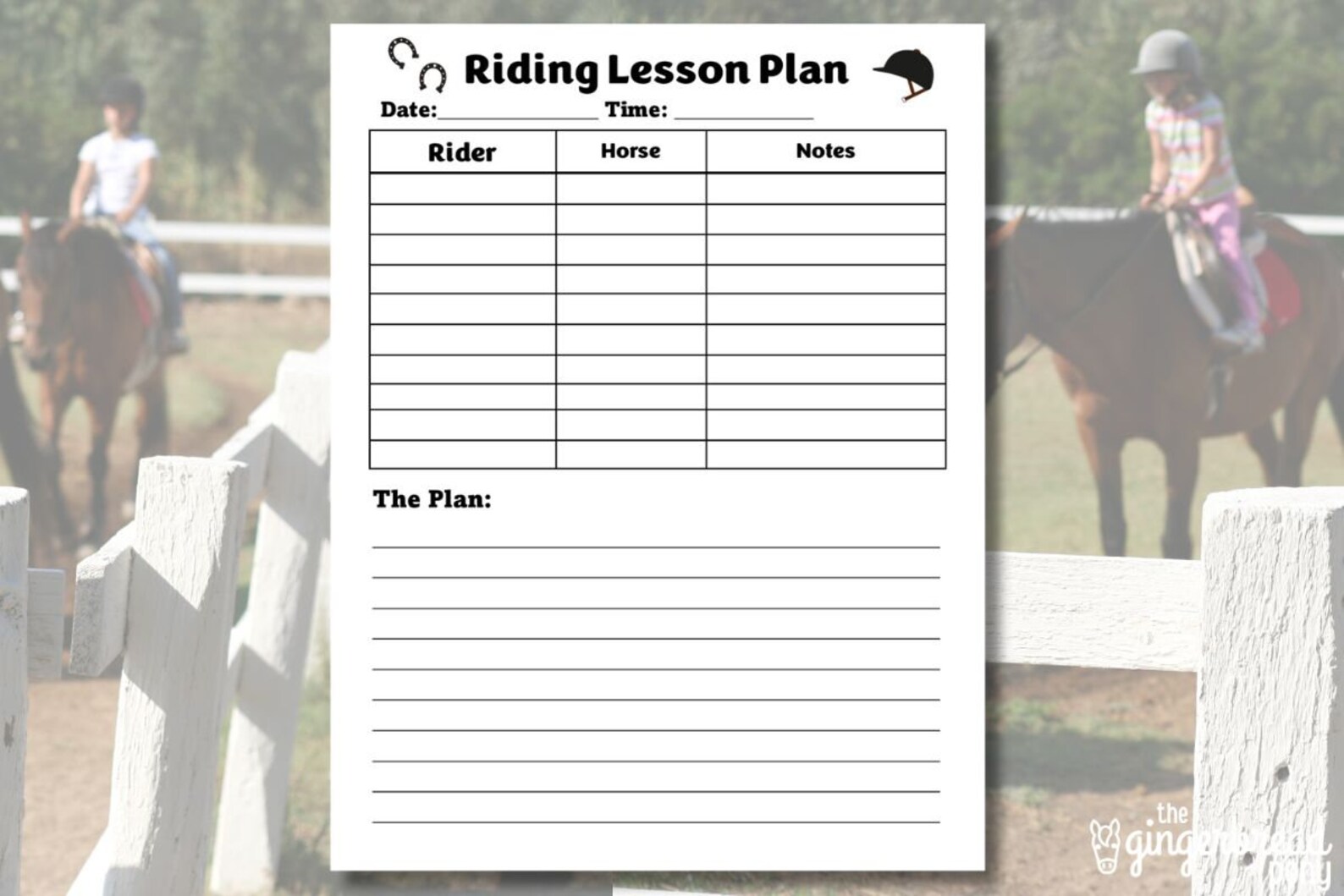 Printable HORSEBACK RIDING Lesson Plan Pages | Equestrian Horse Show ...