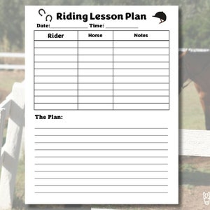 Printable HORSEBACK RIDING Lesson Plan Pages | Equestrian Horse Show ...