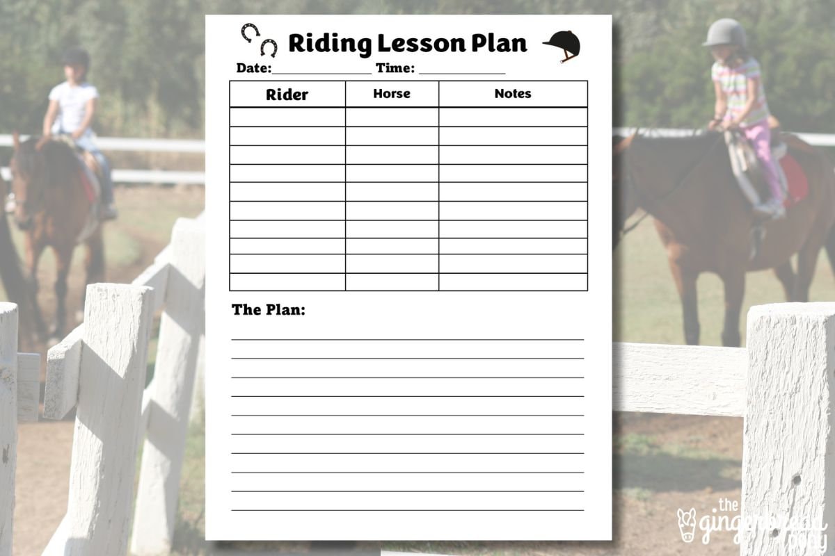 Printable HORSEBACK RIDING Lesson Plan Pages | Equestrian Horse Show ...