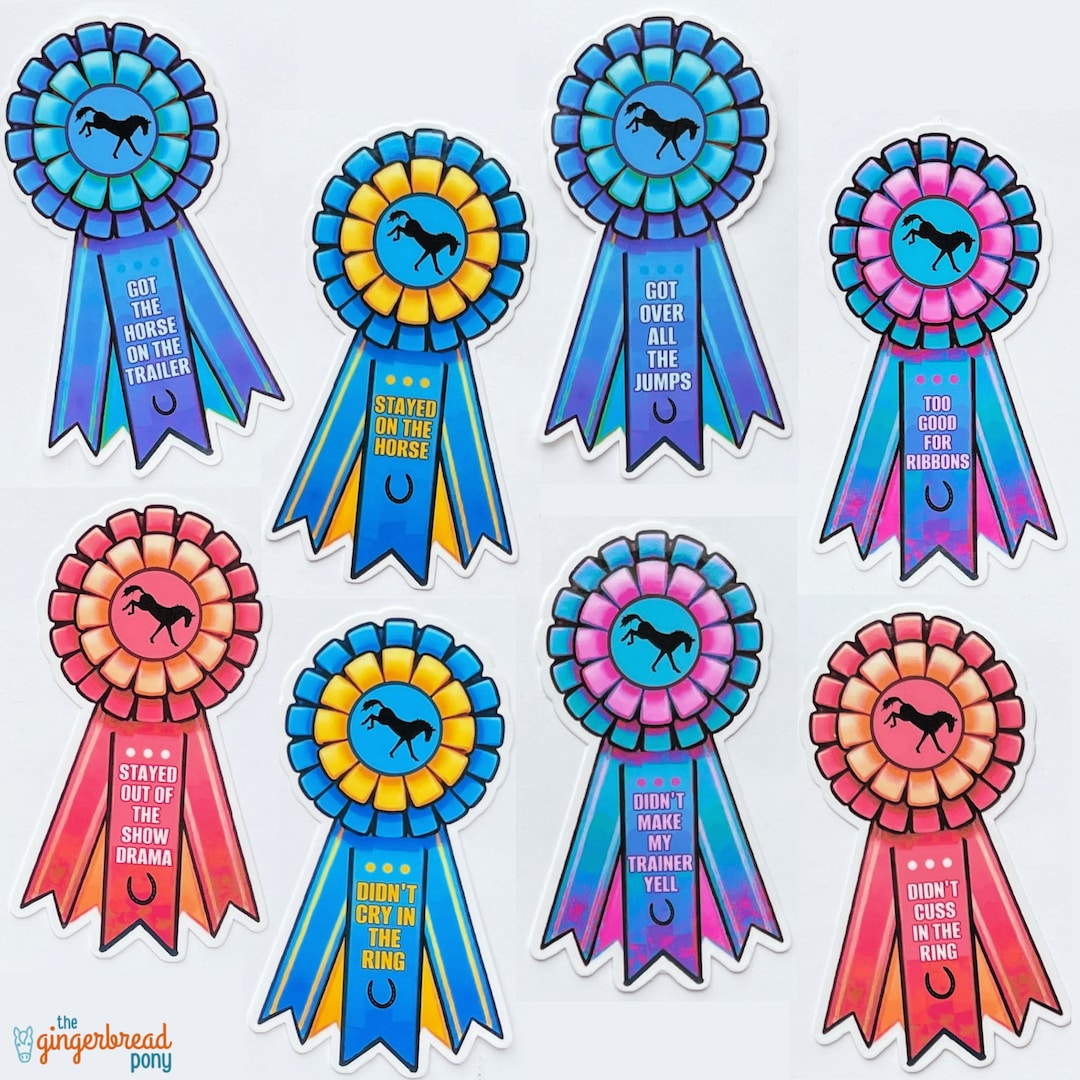 Sarcastic Horse Show Ribbons Achievement Stickers | Equestrian Funny ...