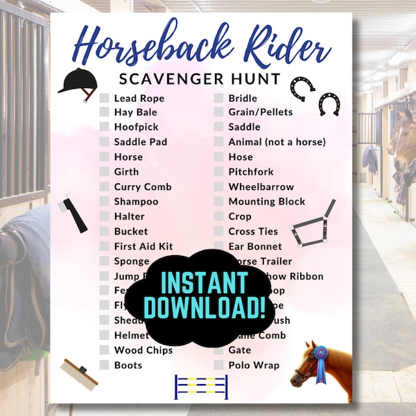 Printable HORSEBACK RIDING Lesson Plan Pages Equestrian Horse Show Team ...