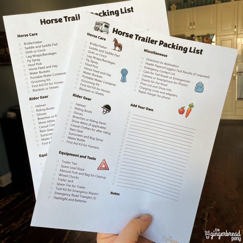 Printable HORSE TRAILER Packing List Checklist | Equestrian Essentials ...