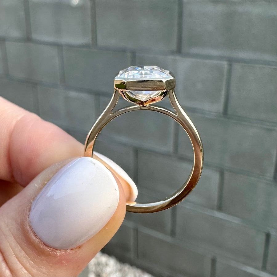 Radiant Cut Moissanite Bezel Set Engagement Ring Bezel Set Radiant Ring ...