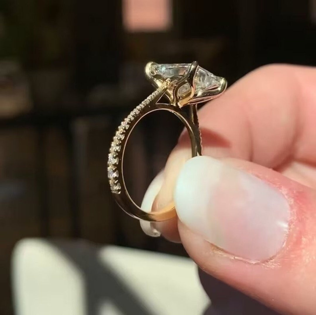 Vintage Tulip Setting Flower Radiant Cut Engagement Ring Radiant Cut ...