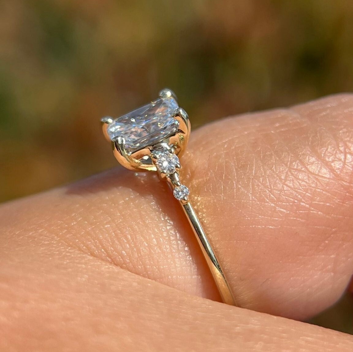 1.0 CT Radiant Cut Moissanite Engagement Ring 14K Solid Gold Wedding ...