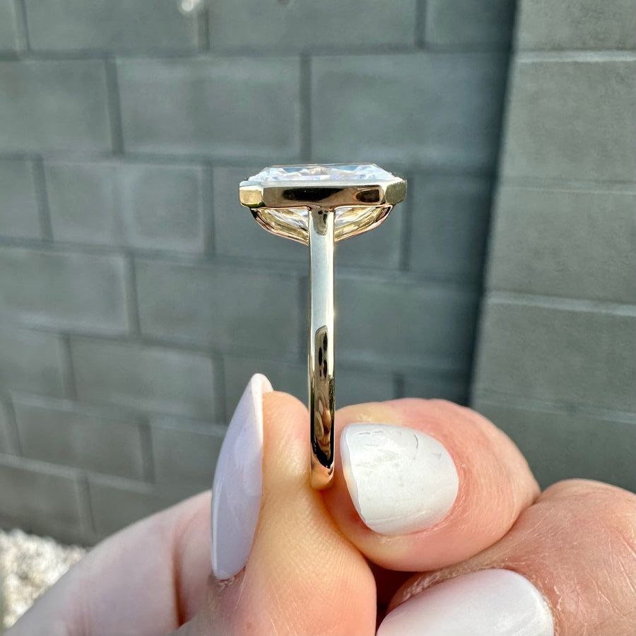 Radiant Cut Moissanite Bezel Set Engagement Ring Bezel Set Radiant Ring ...