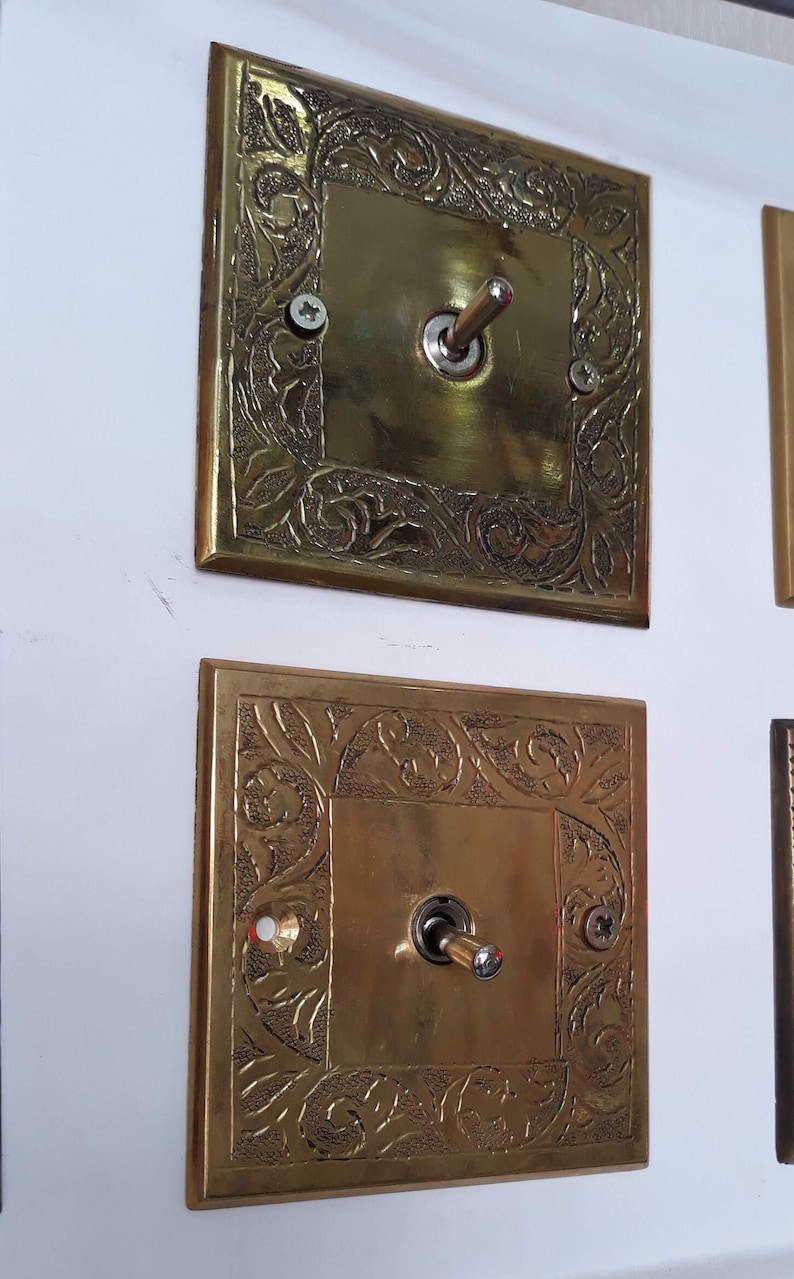 Engraved Brass Switch ,moroccan Copper Socket Plate, Antique Copper ...