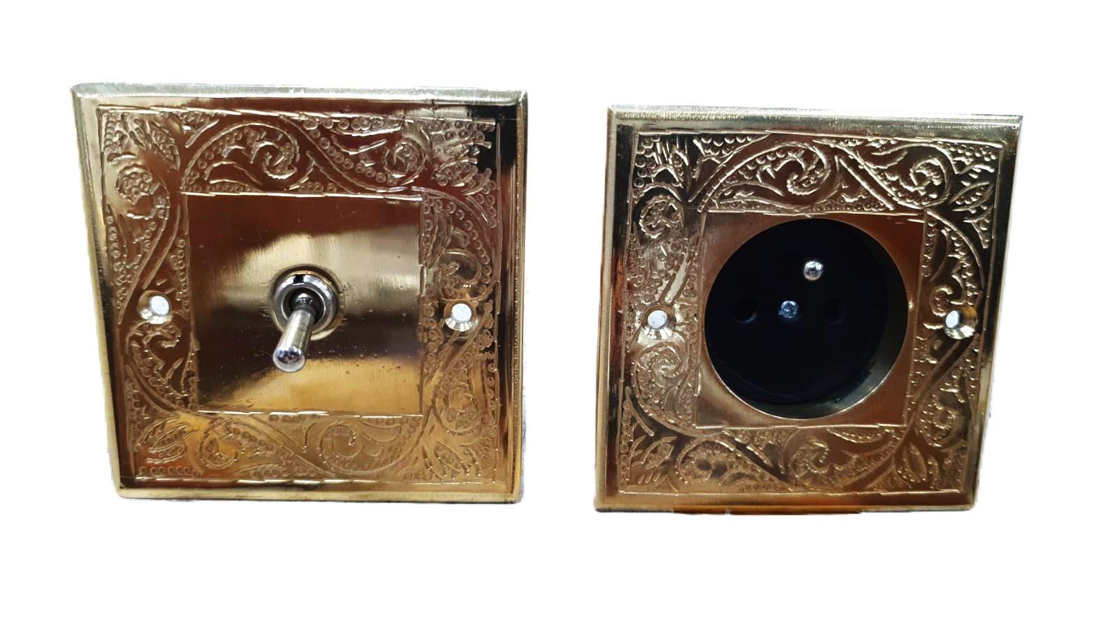 Engraved Brass Switch ,moroccan Copper Socket Plate, Antique Copper ...