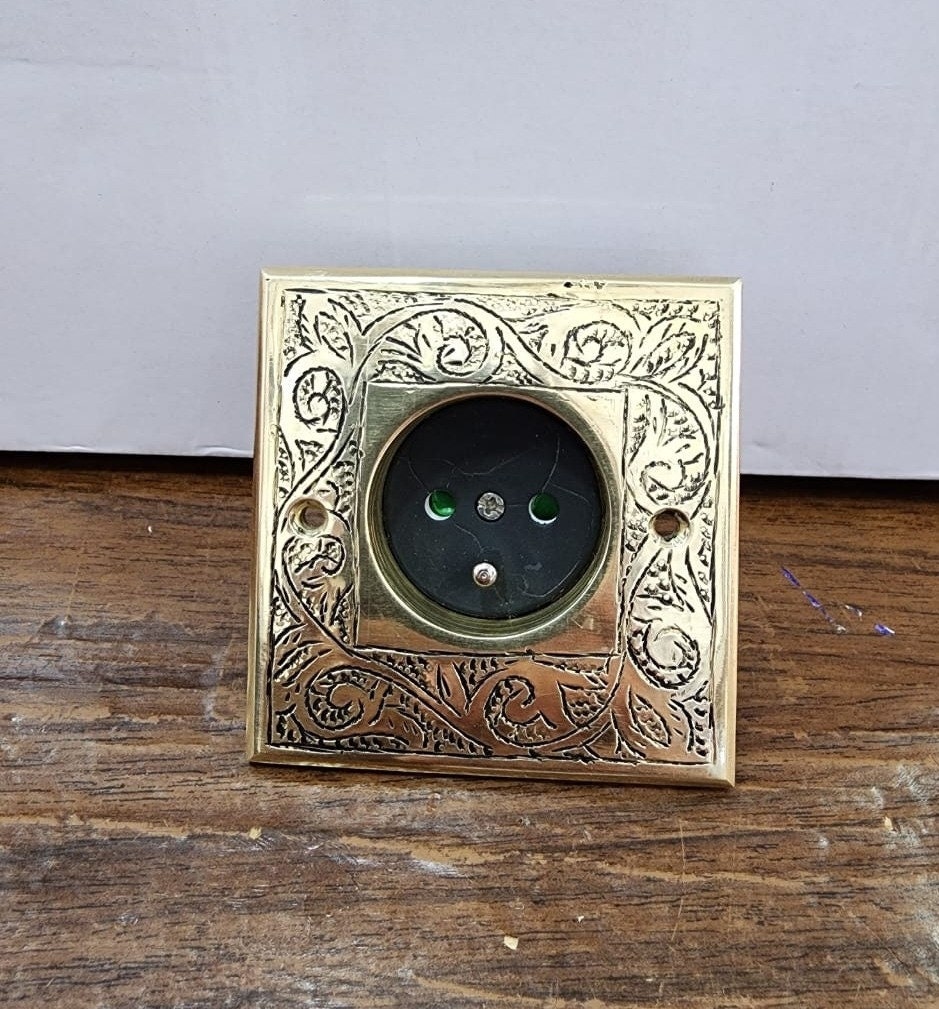 Engraved Brass Switch ,moroccan Copper Socket Plate, Antique Copper ...