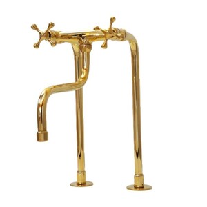 Kitchen Mixer Tap in Gilded Brass, With Double Cross and Copper Bridge ...