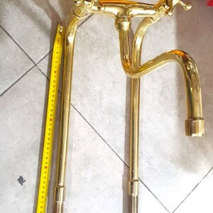 Kitchen Mixer Tap in Gilded Brass, With Double Cross and Copper Bridge ...