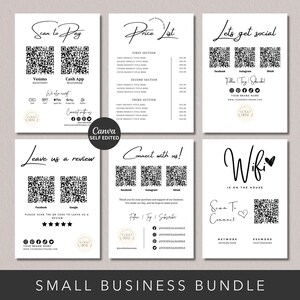 Editable Small Business Sign Bundle, Price List, Scan to Pay, Printable ...