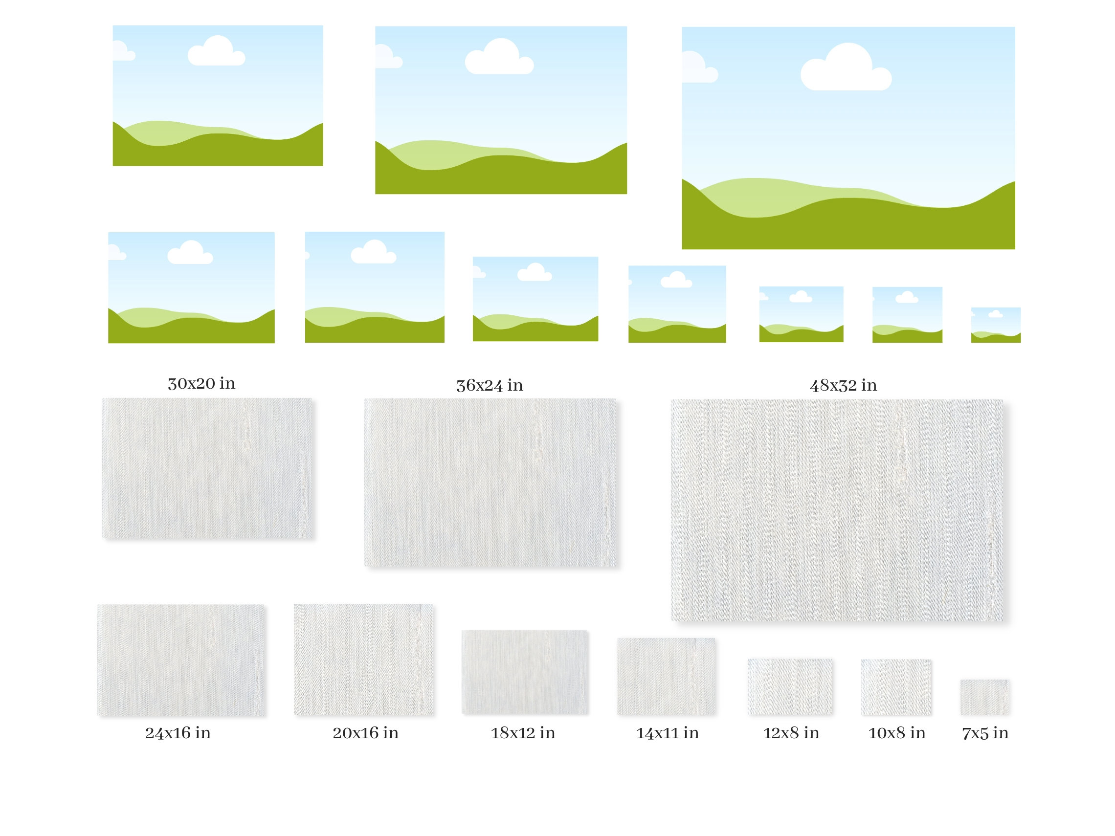 Canvas Comparison Wall Mock Up Canvas Size Guide and Smart - Etsy