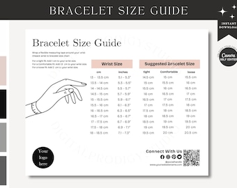 Editable Bangle Size Chart Template Canva, Printable Bracelet Size ...