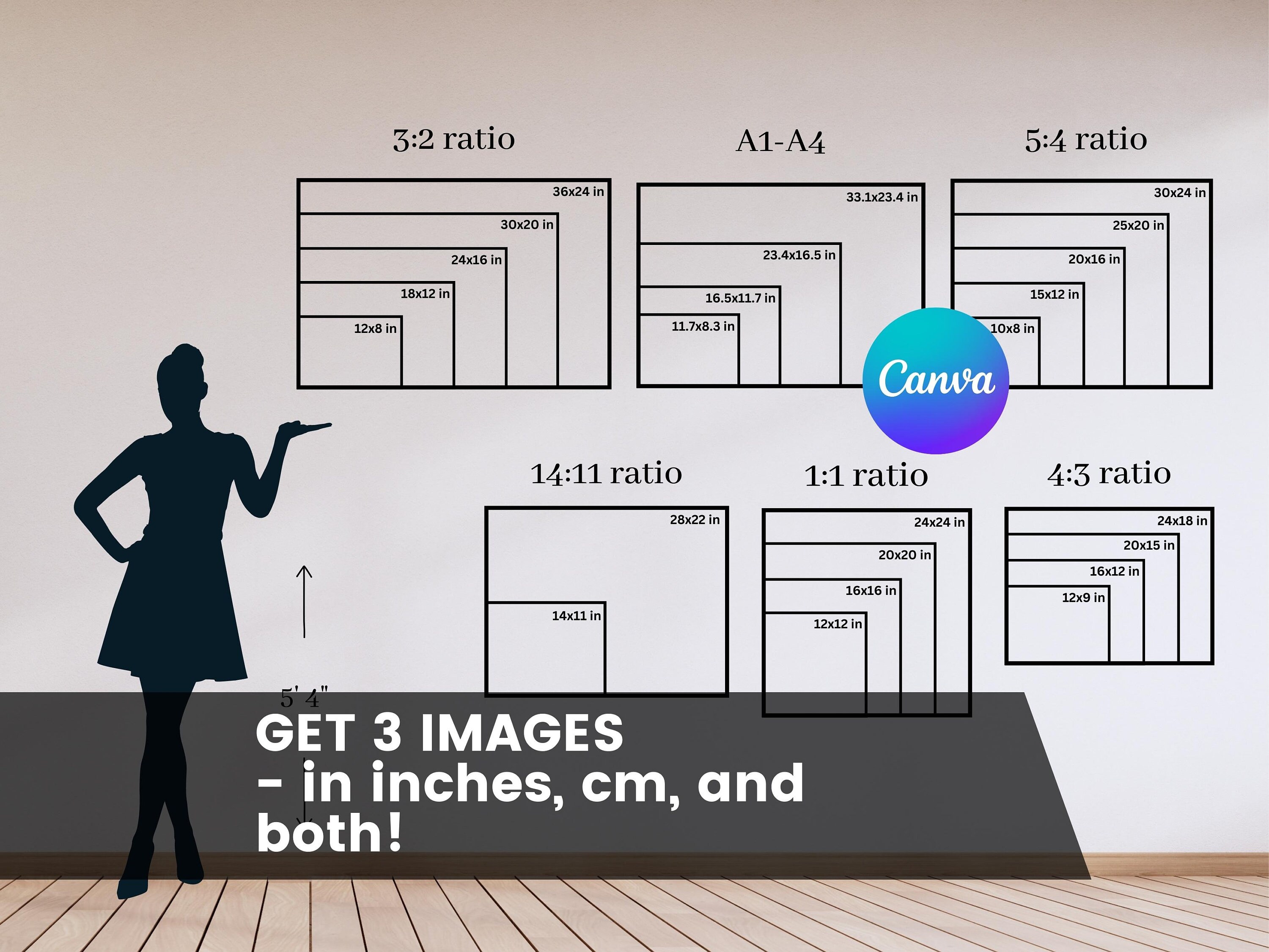 Picture Frame Size Guide Horizontal Aspect Ratio Wall Art - Etsy