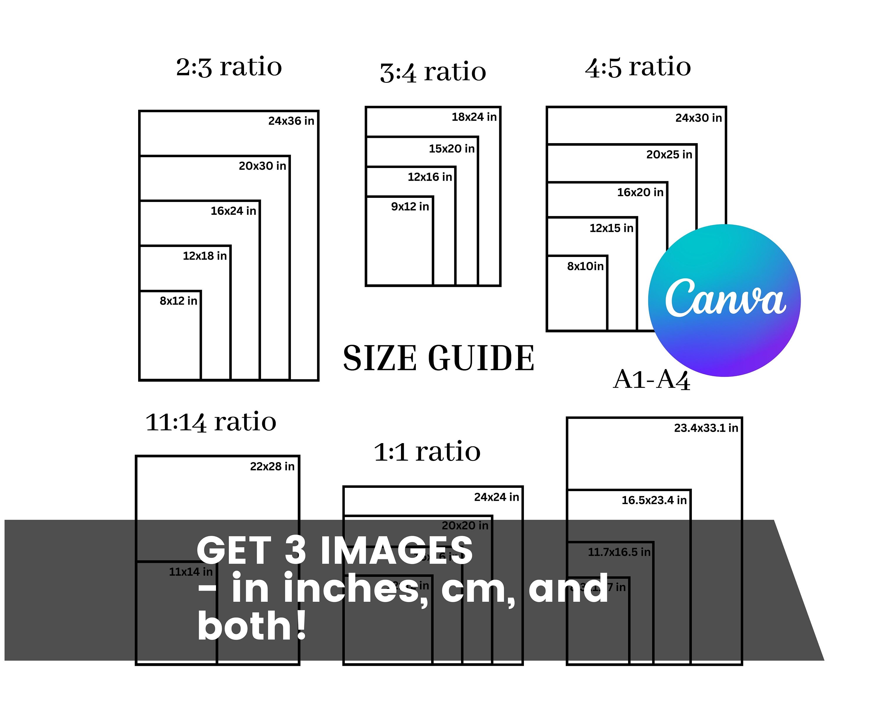 Minimalist Wall Art Size Guide Vertical Frame Size Guide - Etsy UK